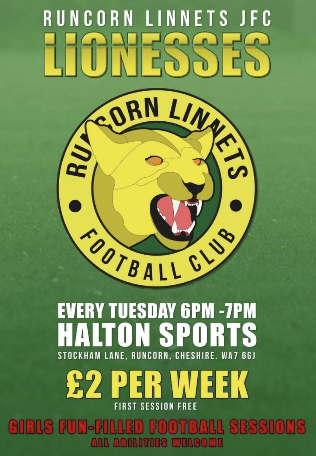 Lionesses – Runcorn Linnets Juniors Football Club – Halton Sports Centre